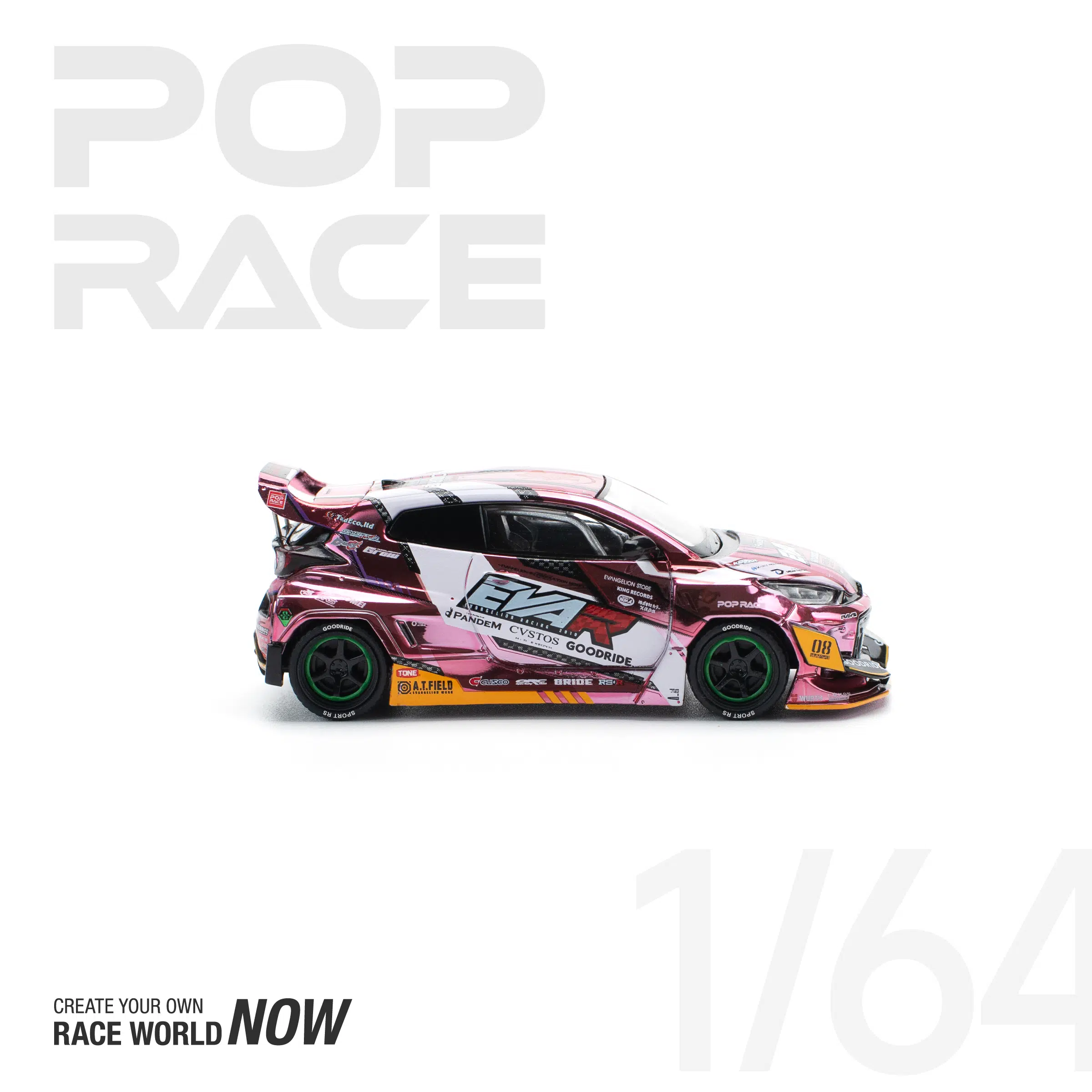 Pop Race 1:64 EVA RT Production Model Custom Type-08 Goodride GR Yaris ...